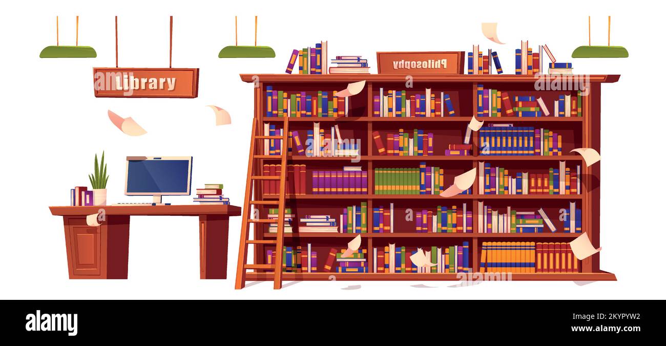 Library with books Stock Vector Image & Art - Alamy