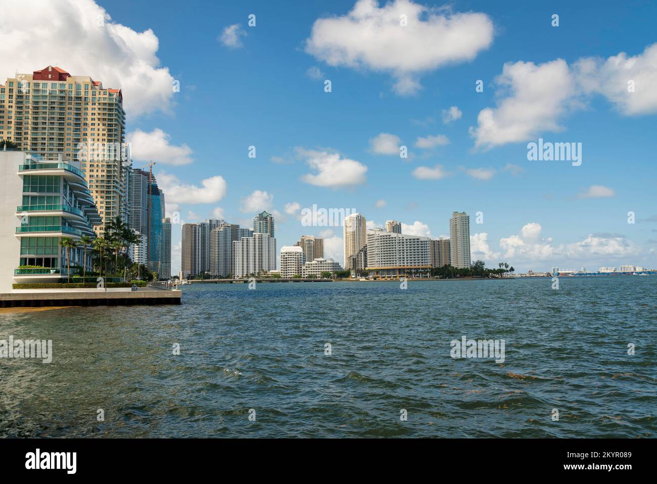Views of oceanfront luxury residential buildings at the bay in Miami ...