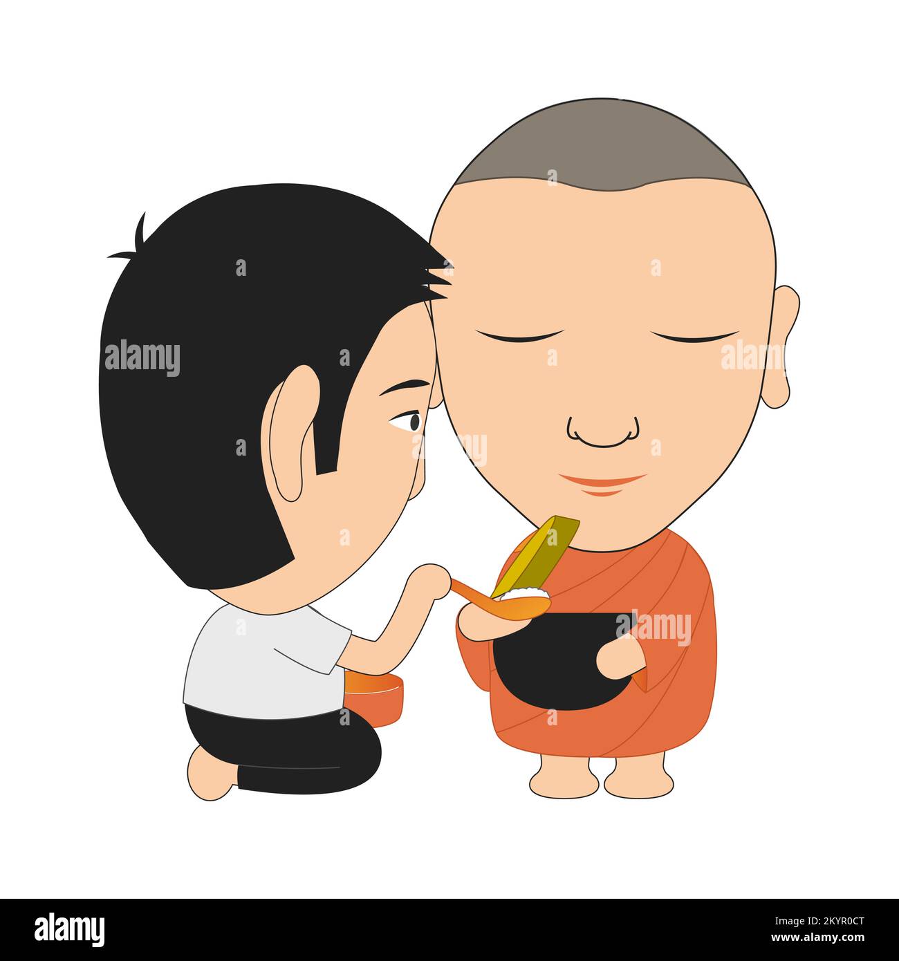Clipart of cartoon version of monk offer for food,vector illustration ...