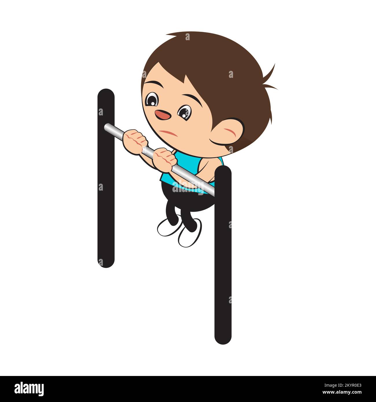Clipart of cartoon version of man work out by pull up ,vector ...