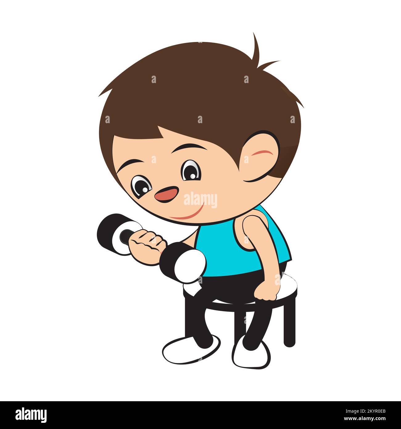 Clipart of cartoon version of man work out by dumbbell ,vector ...