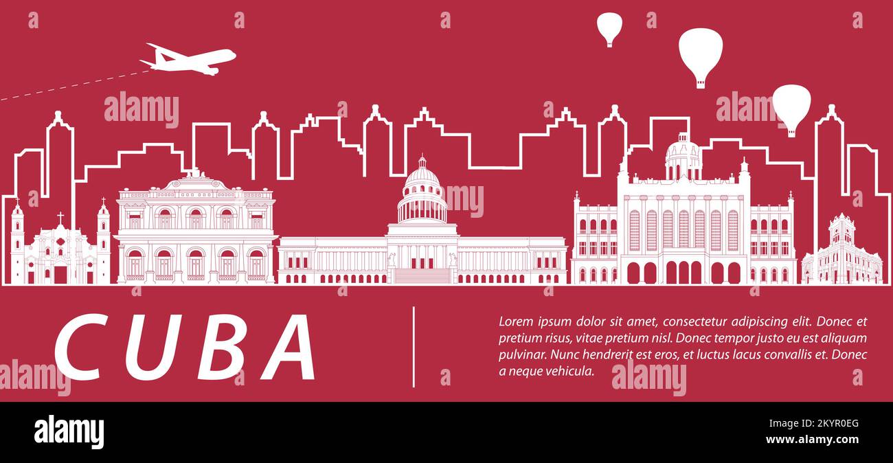 Cuba famous landmark silhouette style, vector illustration Stock Vector ...