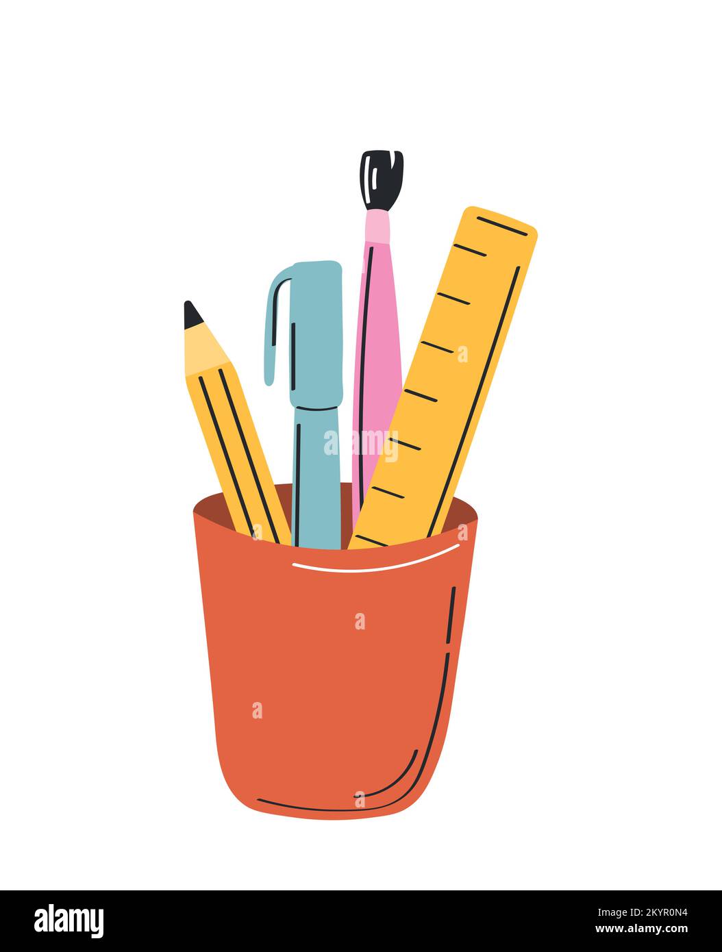 Pencils ruler on white Stock Vector Images - Alamy