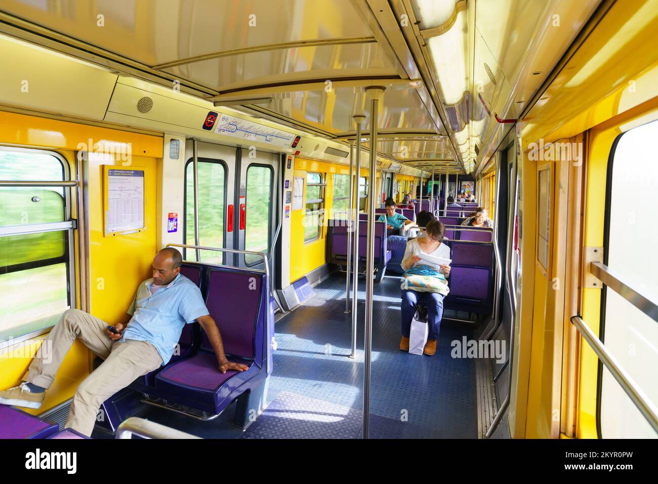 PARIS - SEPTEMBER 10, 2014: interior of Paris Metropolitain train. The ...