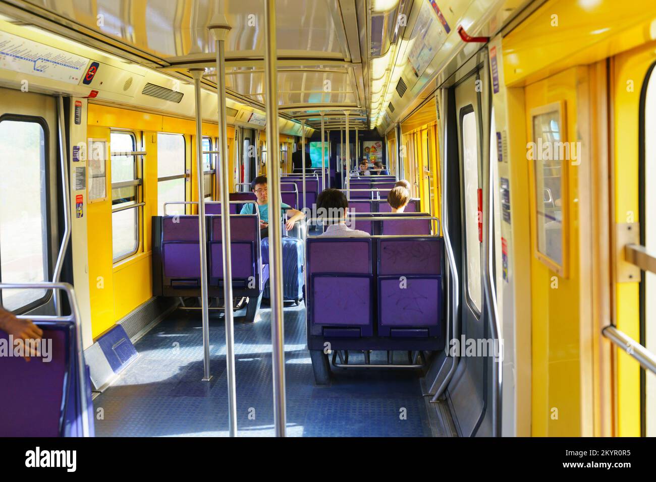 PARIS - SEPTEMBER 10, 2014: interior of Paris Metropolitain train. The ...