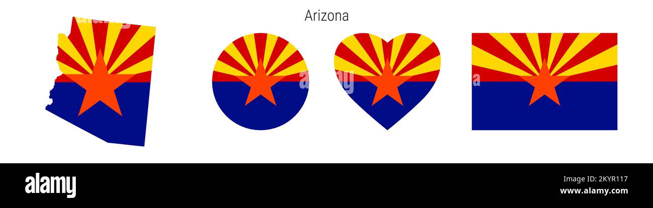 Arizona flag icon set. American state pennant in official colors and ...