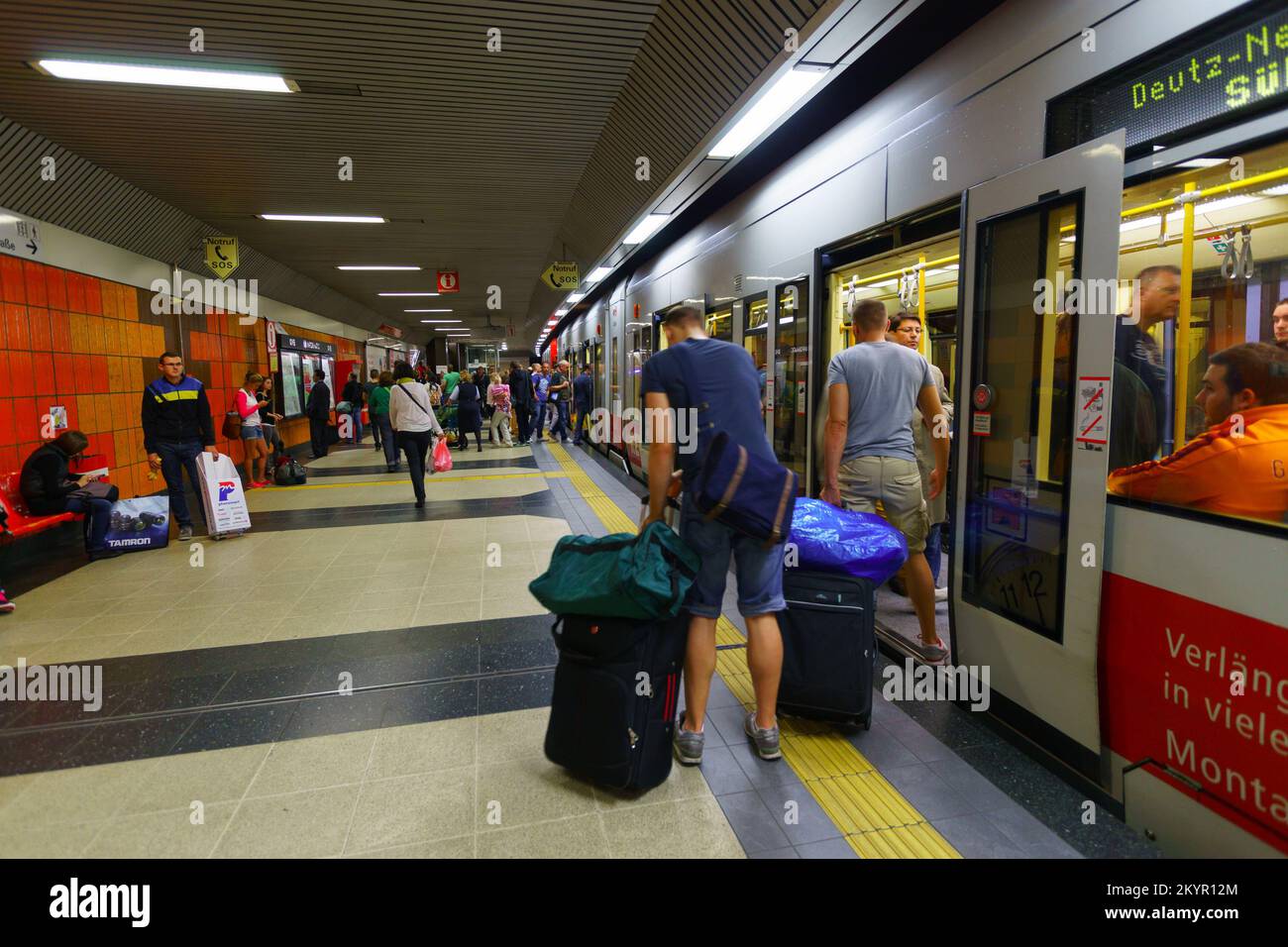 COLOGNE, GERMANY - SEPTEMBER 19, 2014: Cologne Stadtbahn at the station ...