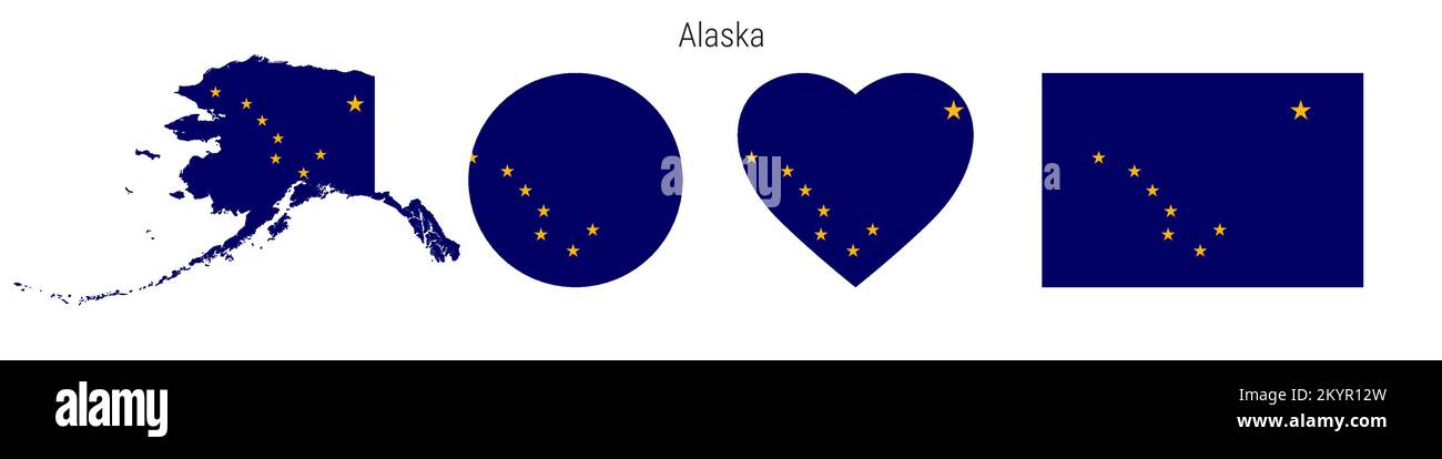 Alaska flag icon set. American state pennant in official colors and ...