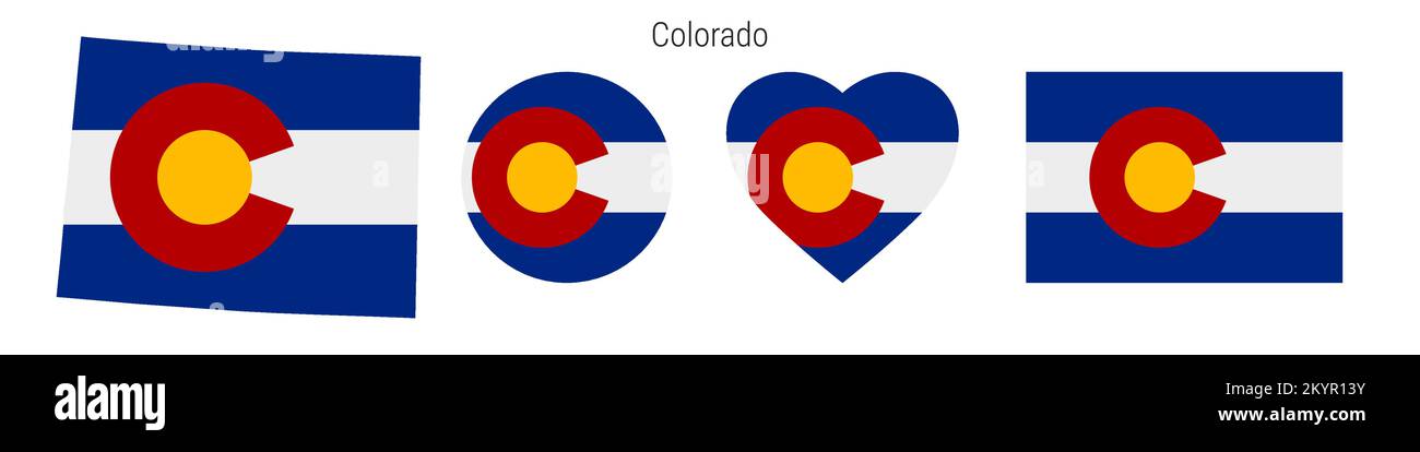 Colorado flag icon set. American state pennant in official colors and ...