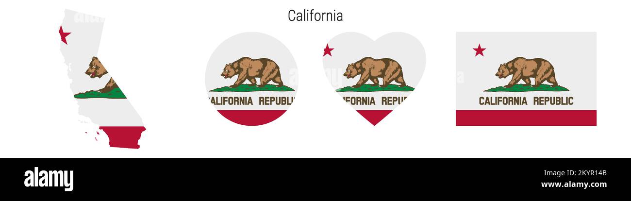 California flag icon set. American state pennant in official colors and ...