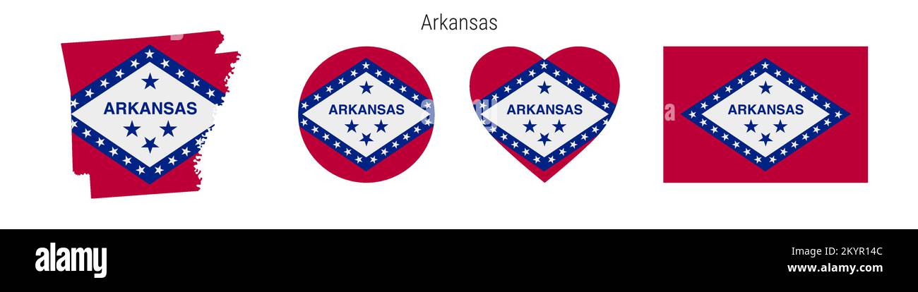 Arkansas flag icon set. American state pennant in official colors and ...