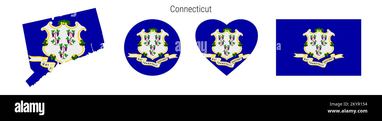 Connecticut flag icon set. American state pennant in official colors ...