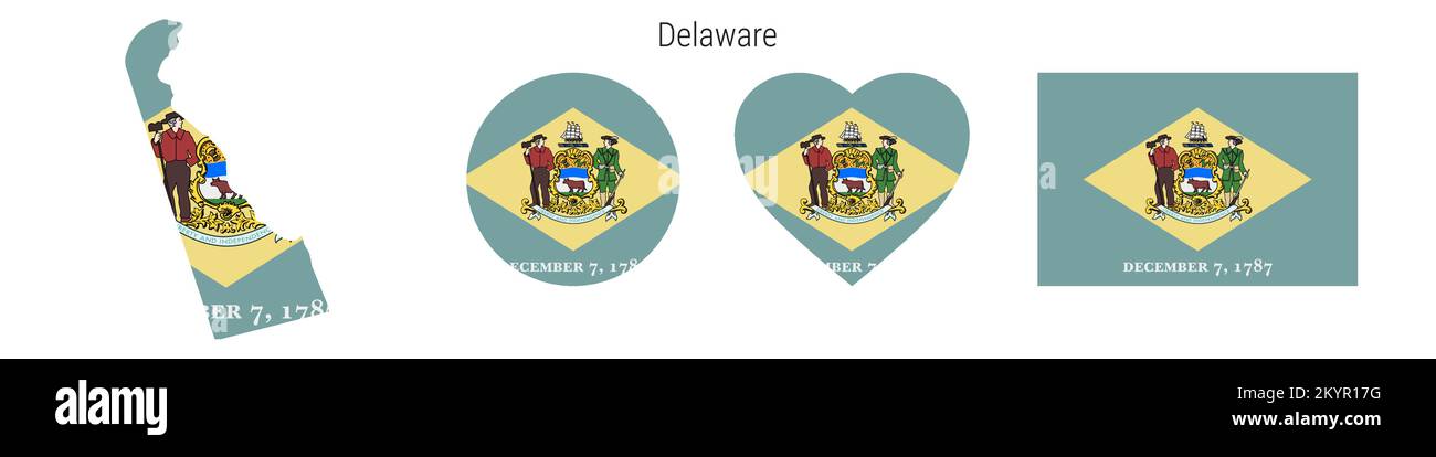 Delaware flag icon set. American state pennant in official colors and ...