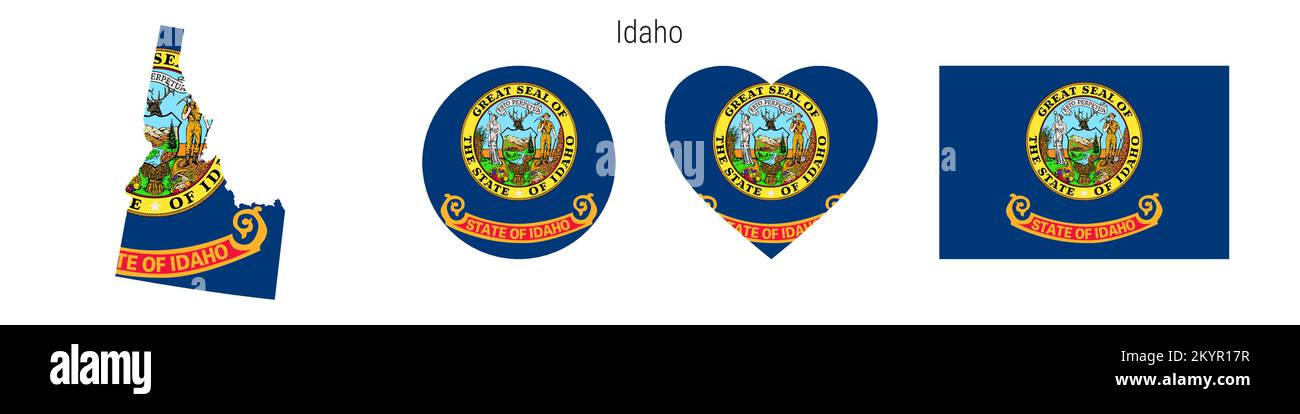 Idaho flag icon set. American state pennant in official colors and ...