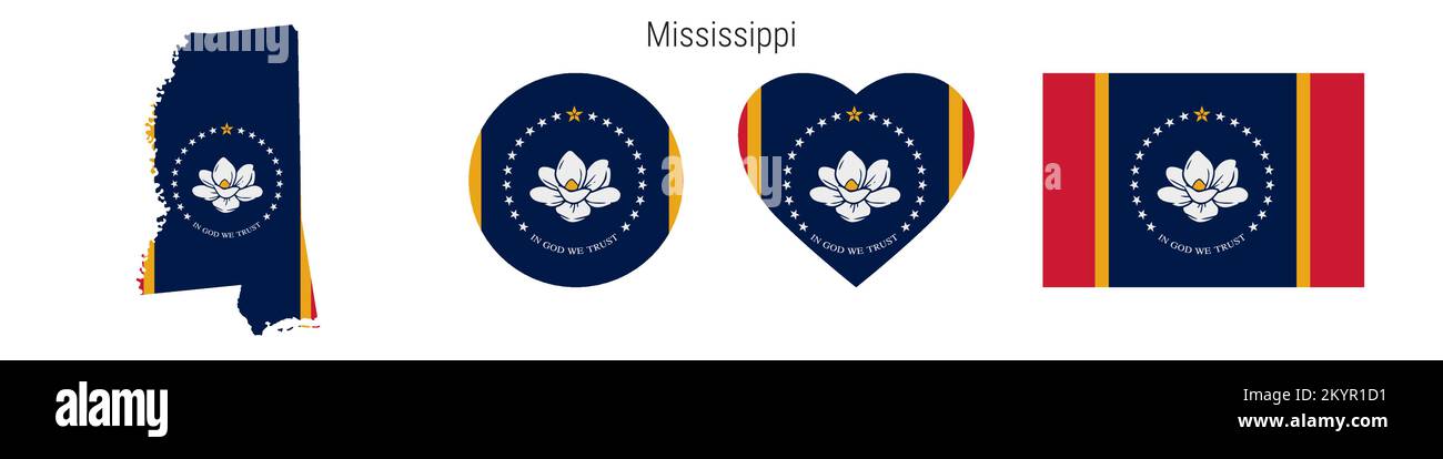 Mississippi flag icon set. American state pennant in official colors ...