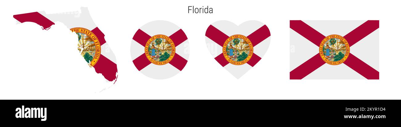 Florida flag icon set. American state pennant in official colors and ...