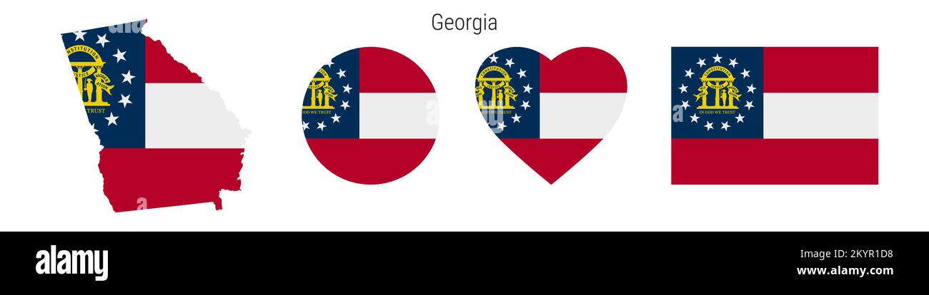 Georgia flag icon set. American state pennant in official colors and proportions. Rectangular ...