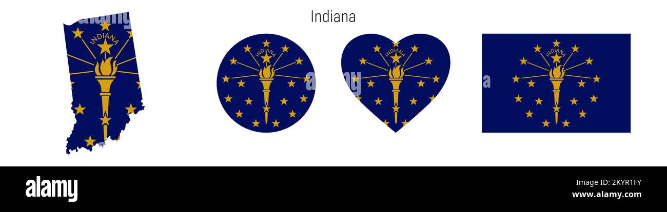 Indiana flag icon set. American state pennant in official colors and ...
