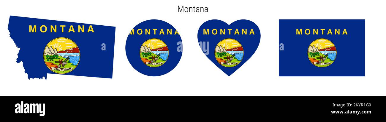 Montana flag icon set. American state pennant in official colors and ...
