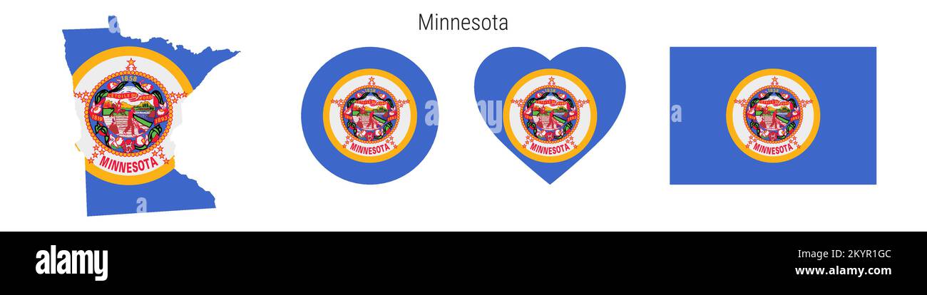 Minnesota flag icon set. American state pennant in official colors and ...