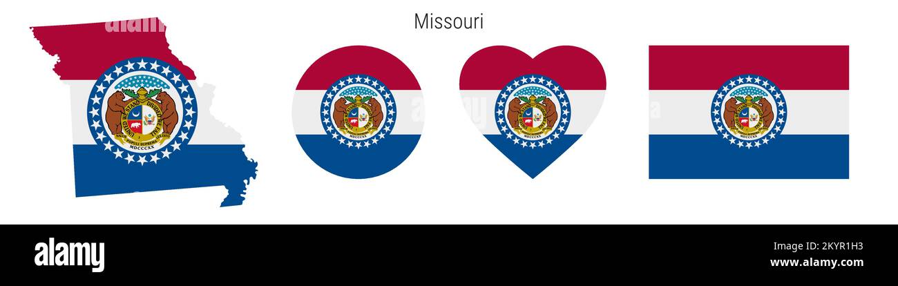Missouri flag icon set. American state pennant in official colors and ...