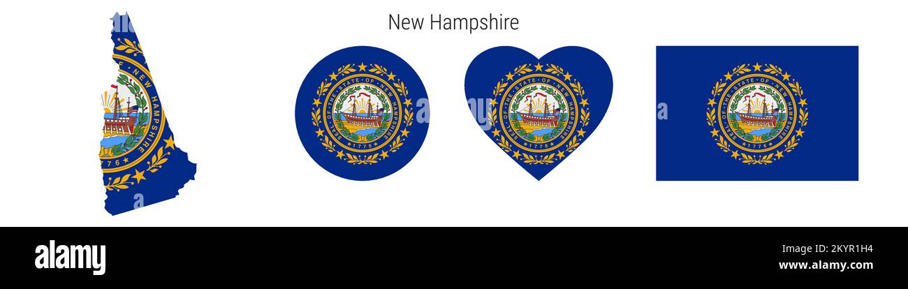 New Hampshire flag icon set. American state pennant in official colors ...