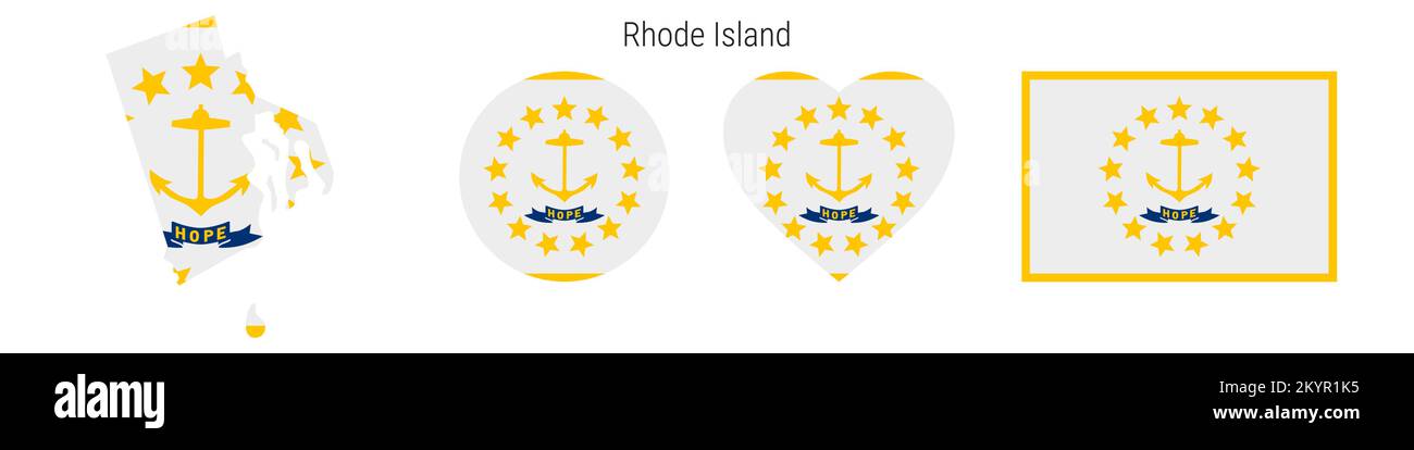 Rhode Island flag icon set. American state pennant in official colors ...