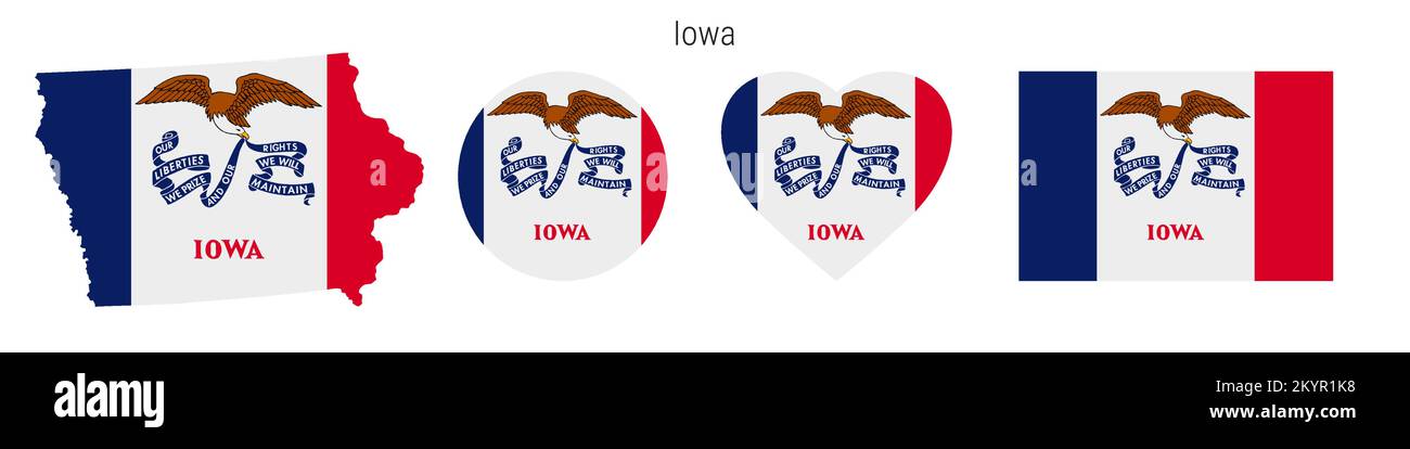 Iowa flag icon set. American state pennant in official colors and ...