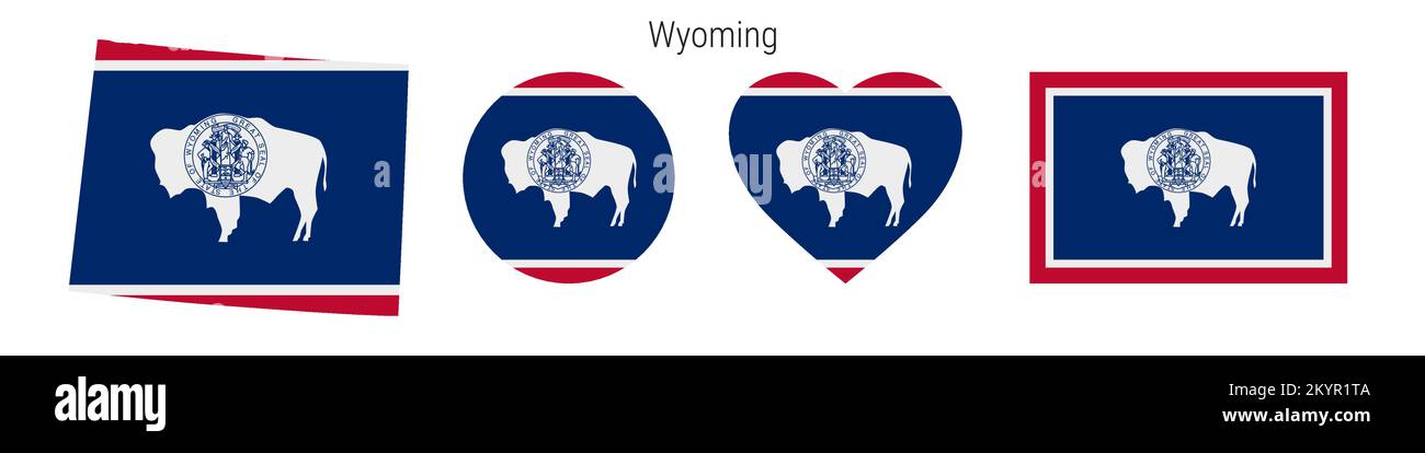 Wyoming flag icon set. American state pennant in official colors and ...