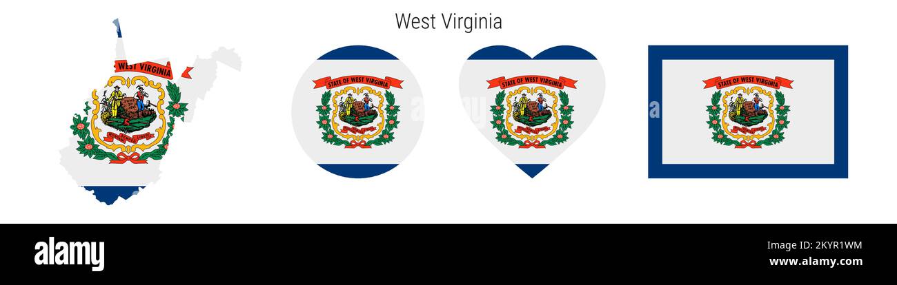 West Virginia flag icon set. American state pennant in official colors and proportions ...