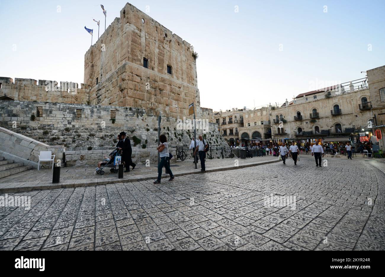 Omar Ibn El-Khattab Sq. near Jaffa gate in the old city of Jerusalem ...