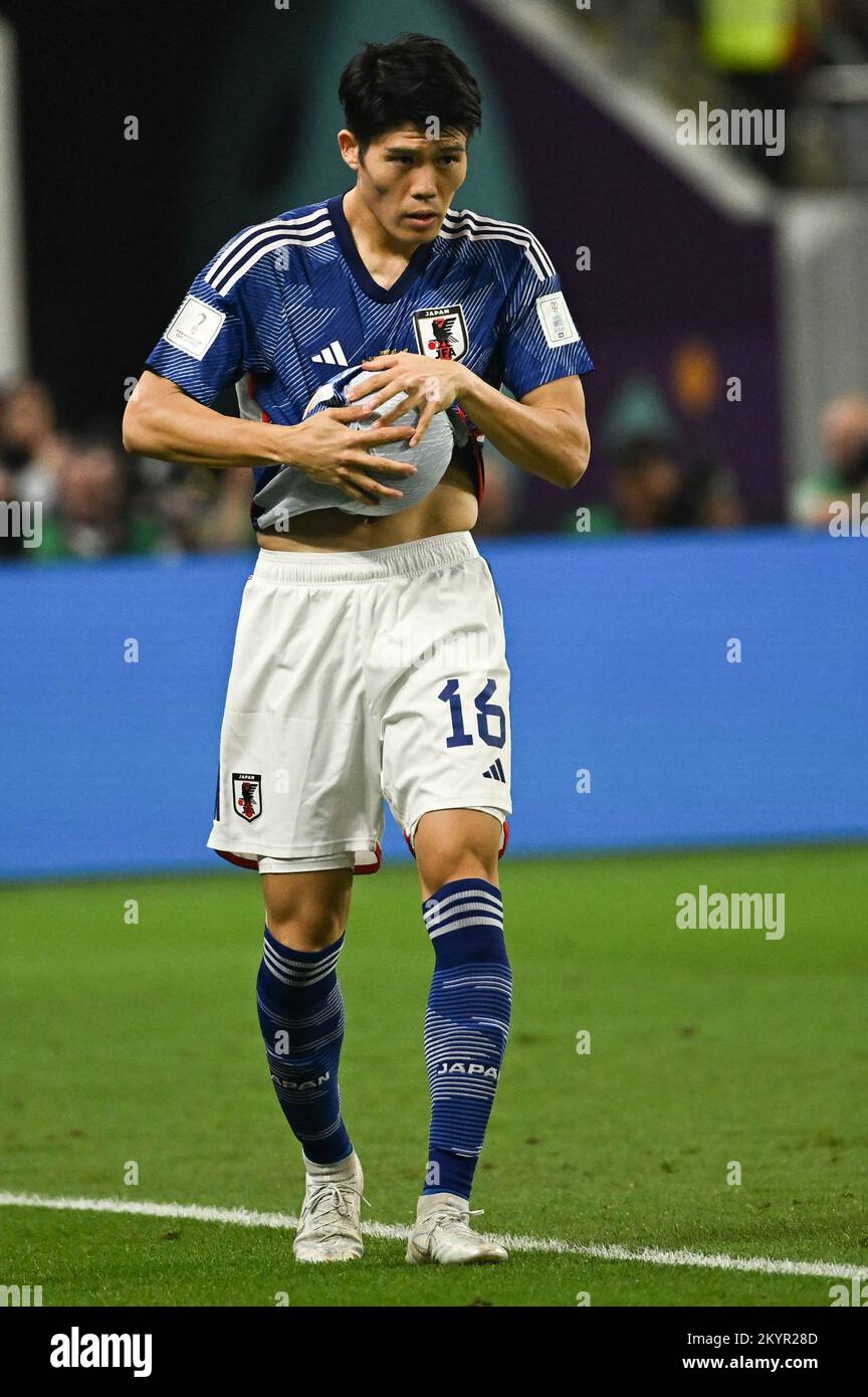 Doha, Qatar on December 1, 2022. Takehiro Tomiyasu of Japan during ...