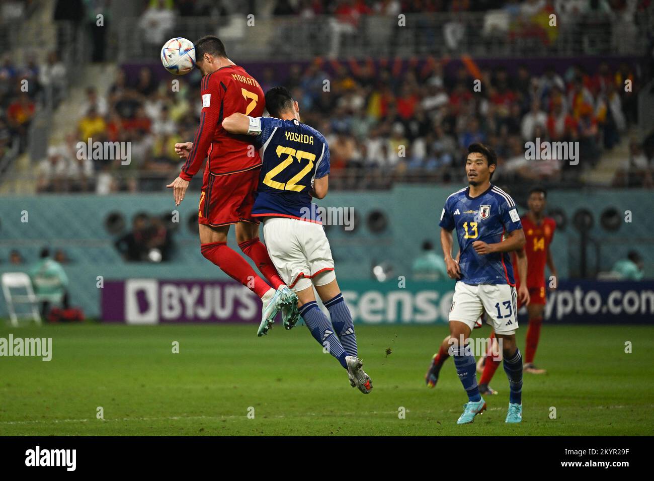 Doha, Qatar on December 1, 2022. Alvaro Morata of Spain and Maya ...