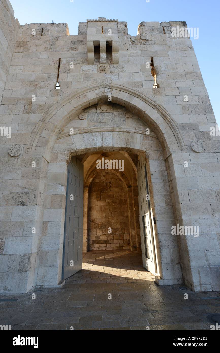 Jaffa gate is one of the seven gates of the old city of Jerusalem Stock ...