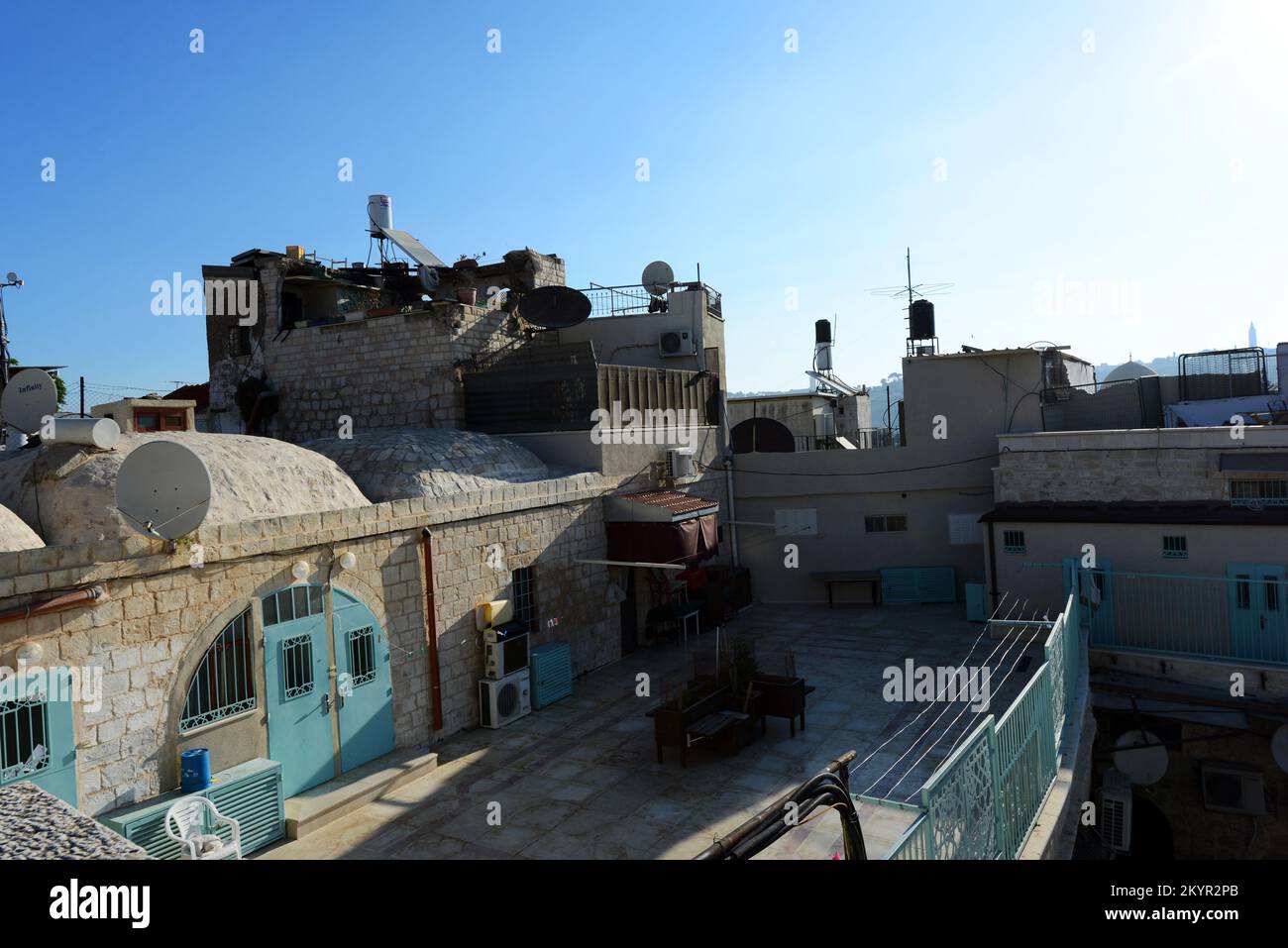 walking tour on the market rooftop in the old city of Jerusalem, Israel Stock Photo - Alamy