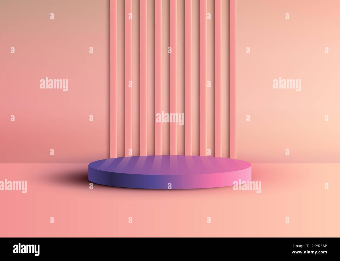 3D realistic modern minimal blue and pink gradient color cylinder ...