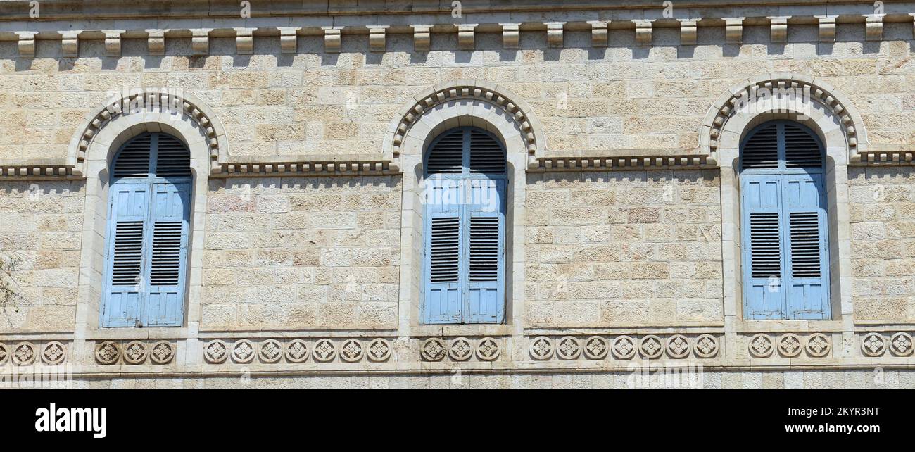 Windows of the Saint-Louis Hospital, Jerusalem, Israel Stock Photo - Alamy