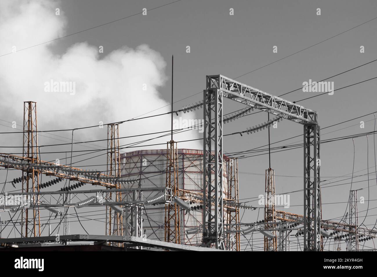 Electricity power plant industry station energy tower industrial ...