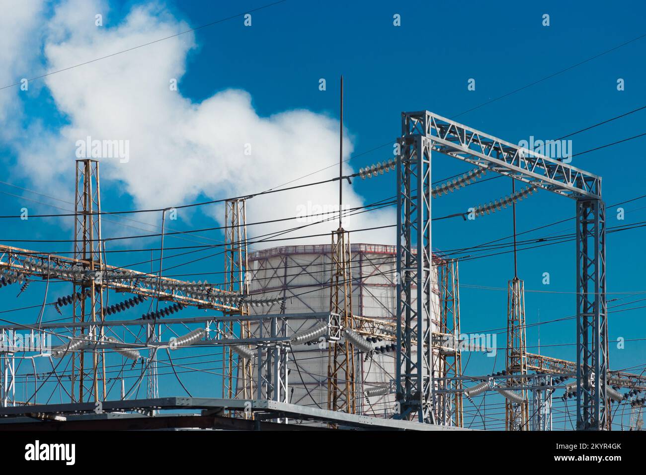 Electricity power plant industry station energy tower industrial ...