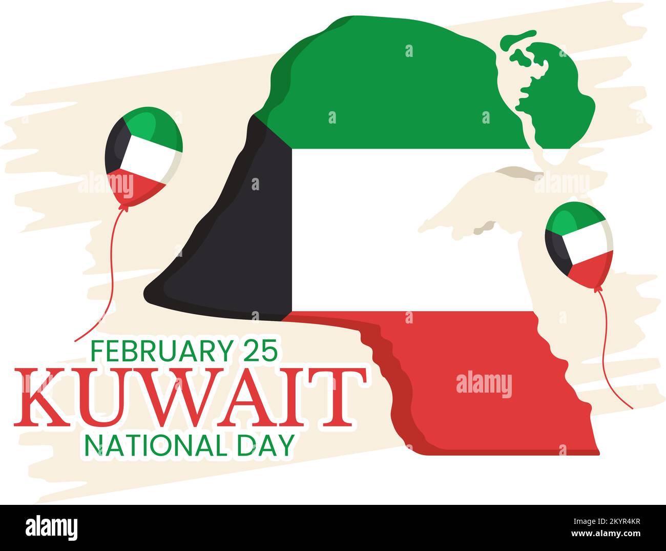 National Kuwait Day on February 25th with Waving Flag and Independence ...