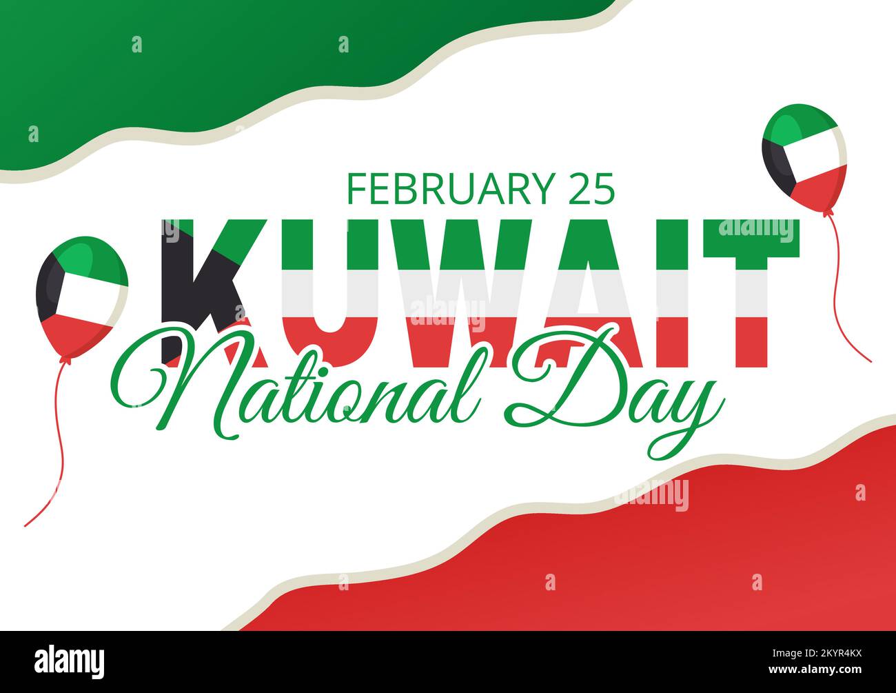 National Kuwait Day on February 25th with Waving Flag and Independence ...