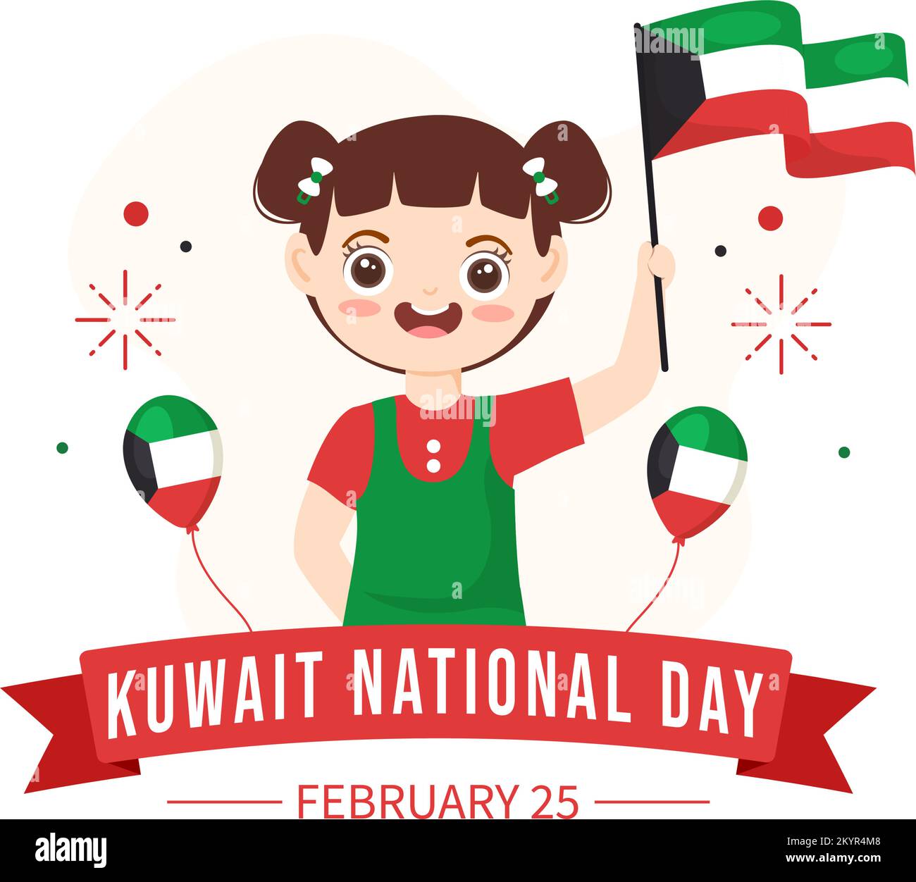 National Kuwait Day on February 25th with Kids Waving a Flag and ...