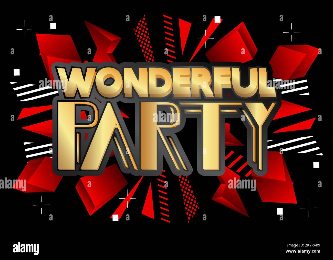 Wonderful Party. Word written with Elegant Children's font in cartoon ...