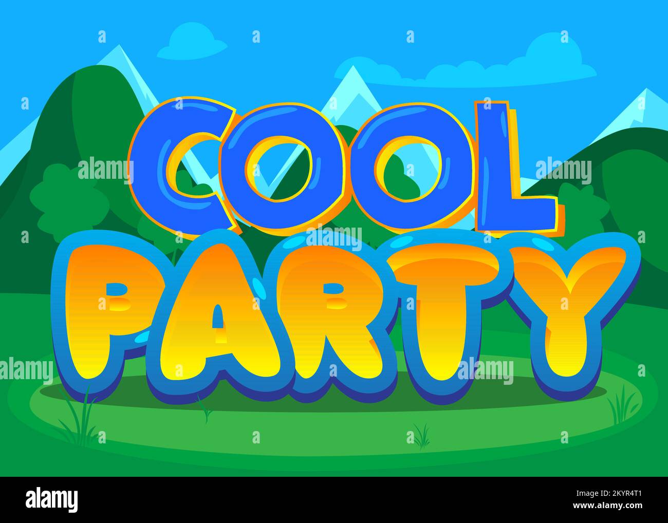 Cool Party. Word written with Elegant Children's font in cartoon style ...