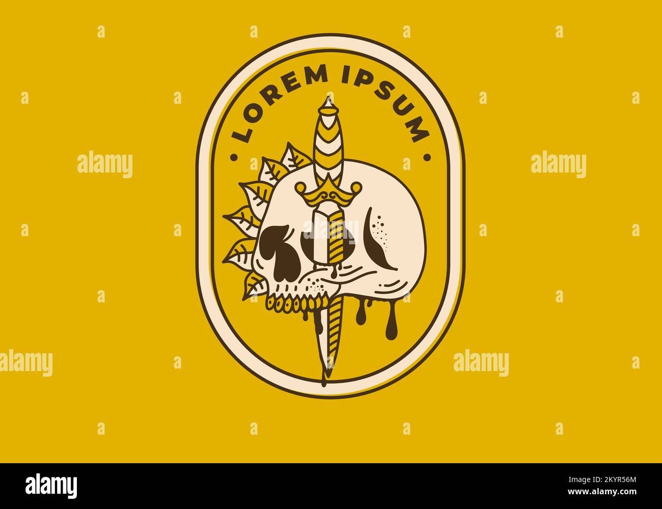 Vintage art illustration design of the skull and the dagger Stock ...