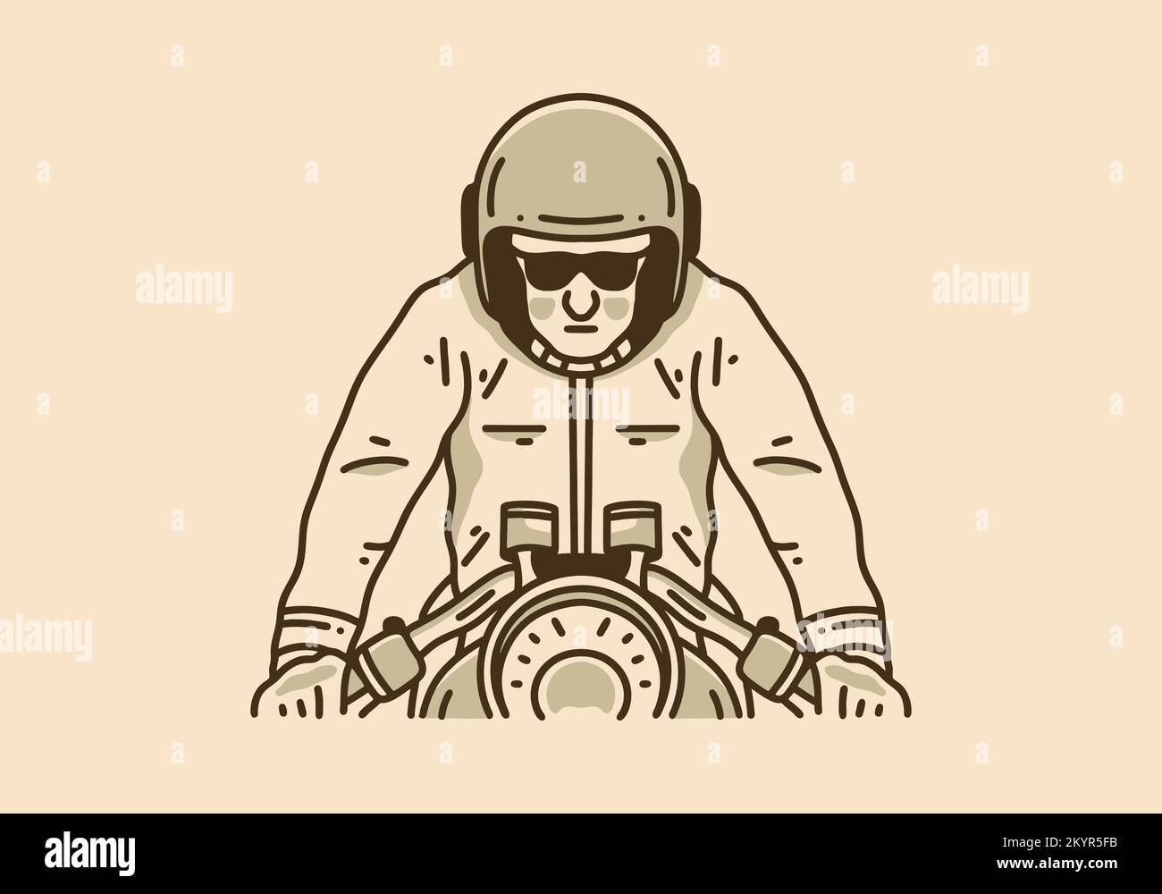 Vintage art illustration design of a man on a motorbike Stock Vector ...