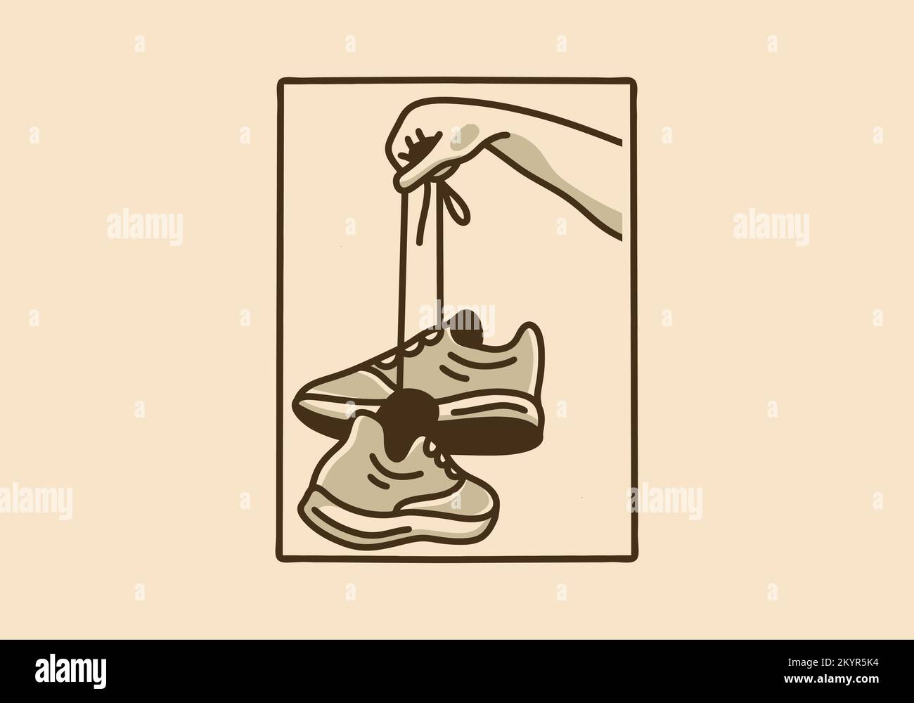 Woman hand holding sport shoes Stock Vector Images - Alamy