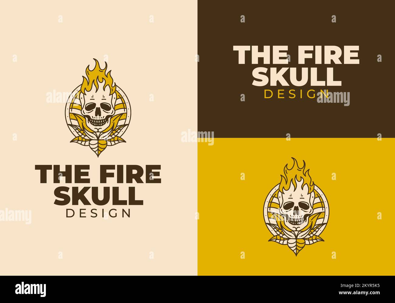 Vintage art illustration design of a skull with fire Stock Vector Image ...