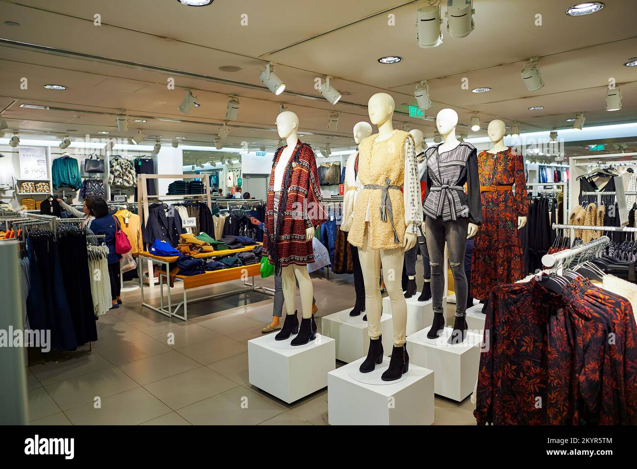 HONG KONG - NOVEMBER 02, 2015: interior of H and M store. H& M is a ...