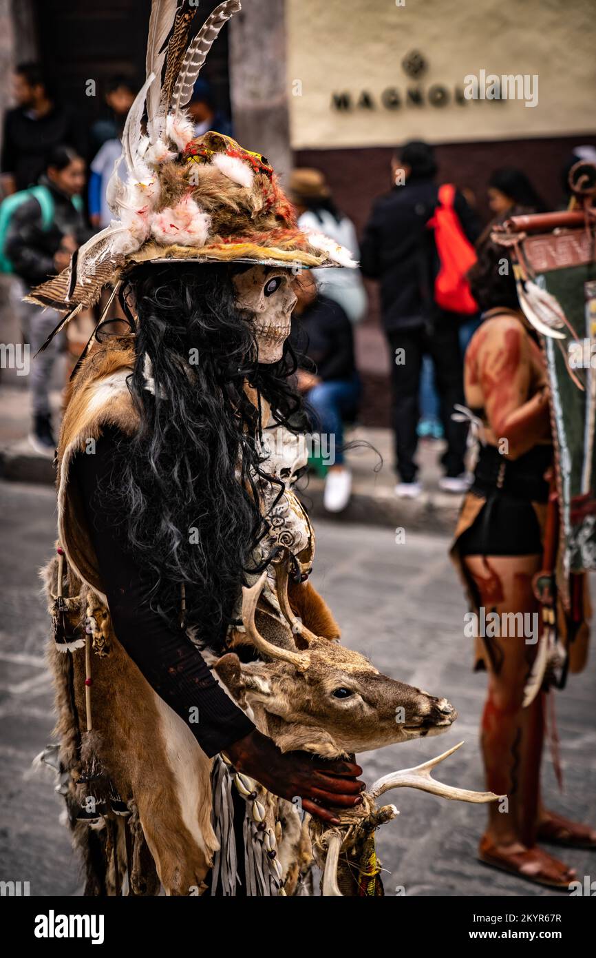 Eerie skeleton costume at the Danza de Indios gathering of native ...